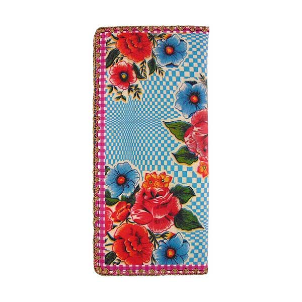 Mlavi Mexican oilcloth style flower print vegan large flat wallet ...