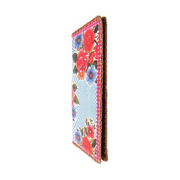 Mlavi Mexican oilcloth style flower print vegan large flat wallet ...